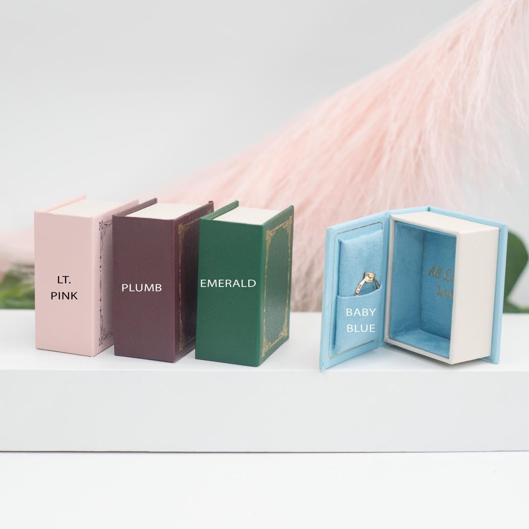 Mini Book Ring Box Luxury Unique Ring Bearer Box Engagement Wedding ...