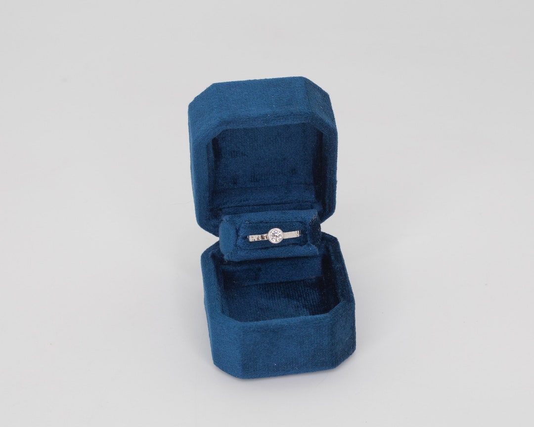 Royal Blue Color Luxury Handmade Keepsake Velvet Ring Box Single Slot ...