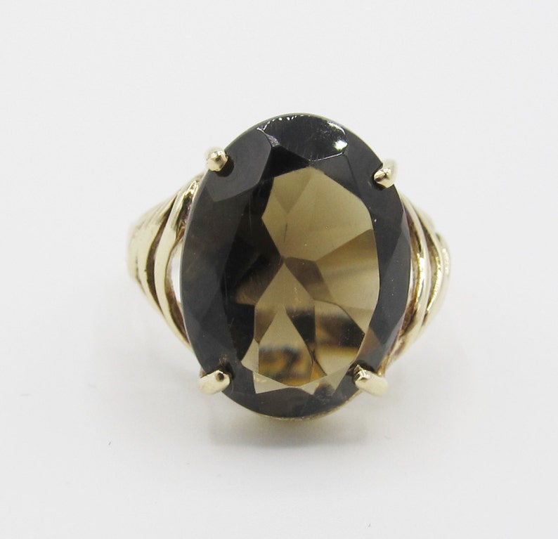 Vintage Smoky Topaz Cocktail Ring 10k Yellow Gold | Etsy