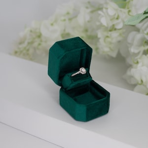 Emerald Color Luxury Handmade Keepsake Velvet Ring Box Single Slot ...