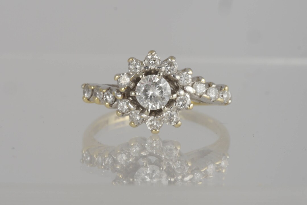 Vintage Estate 14k Yellow Gold Allusion Set Diamond Swirl Bypass ...