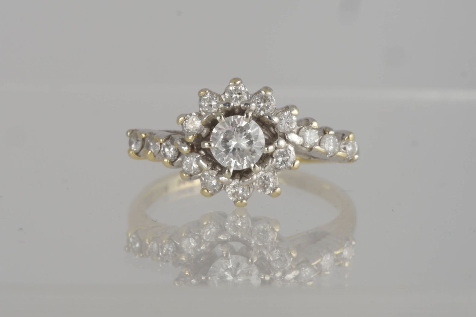 Vintage Estate 14k Yellow Gold Allusion Set Diamond Swirl Bypass ...