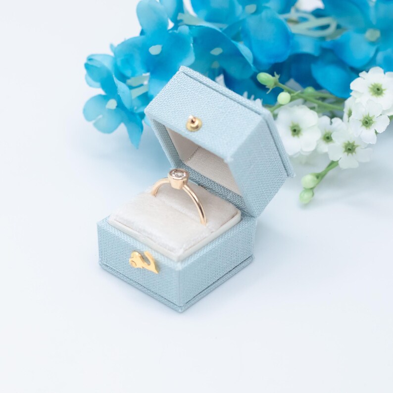 Baby Blue Beige Georgian Antique Style Jewelry Ring Box Linen Velvet ...