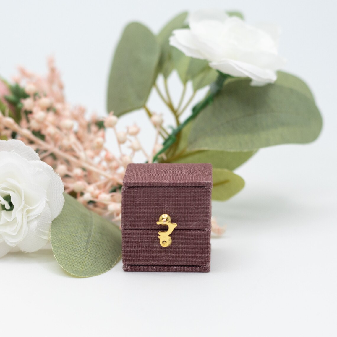 Maroon Handmade Antique Style Victorian Mini Square Shape Ring Box ...