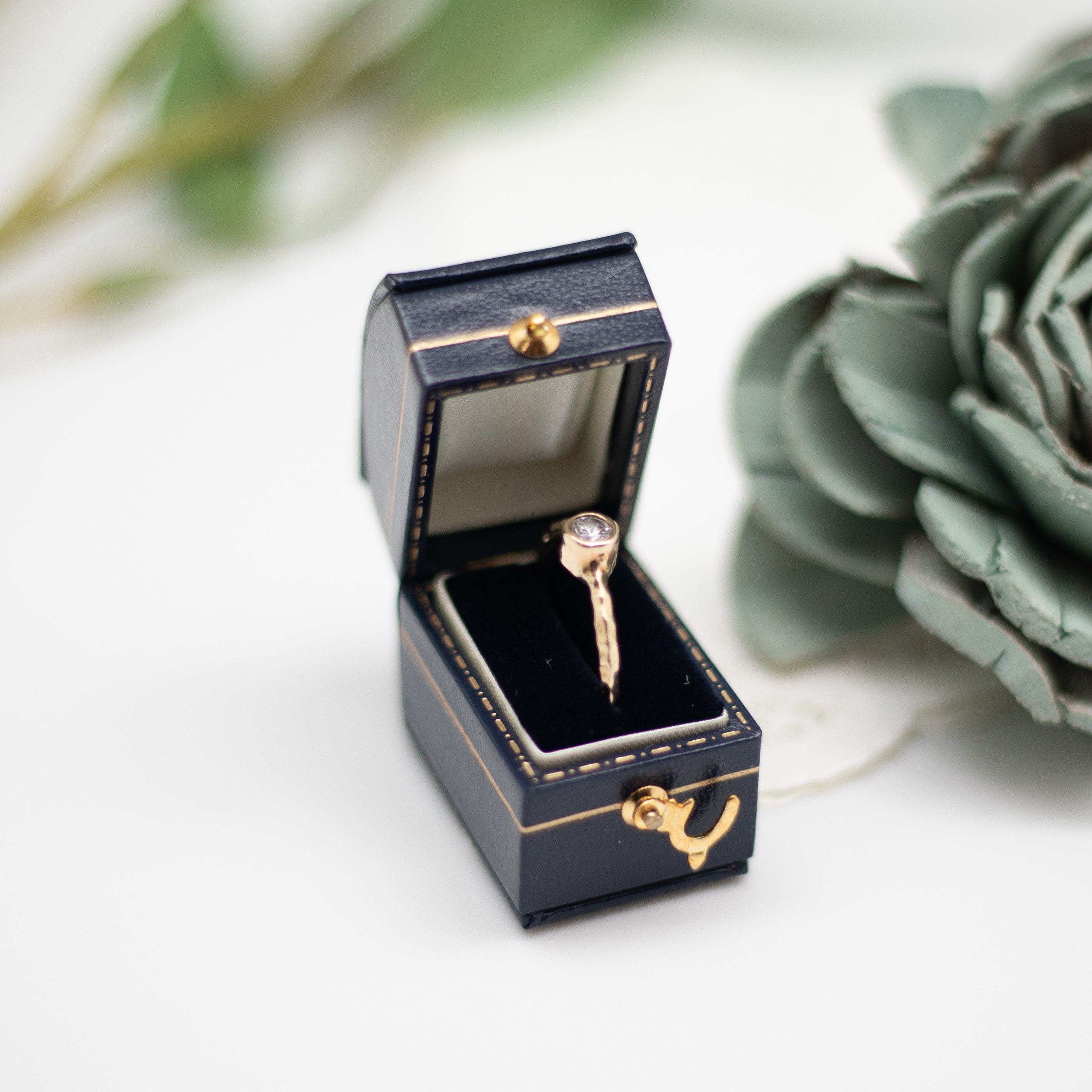 Luxury Antique Style Mini Ring Box victorian Style Jewelry Box Proposal Engagement Presentation Wedding Ring Box navy Blue Domed Rectangle Etsy UK