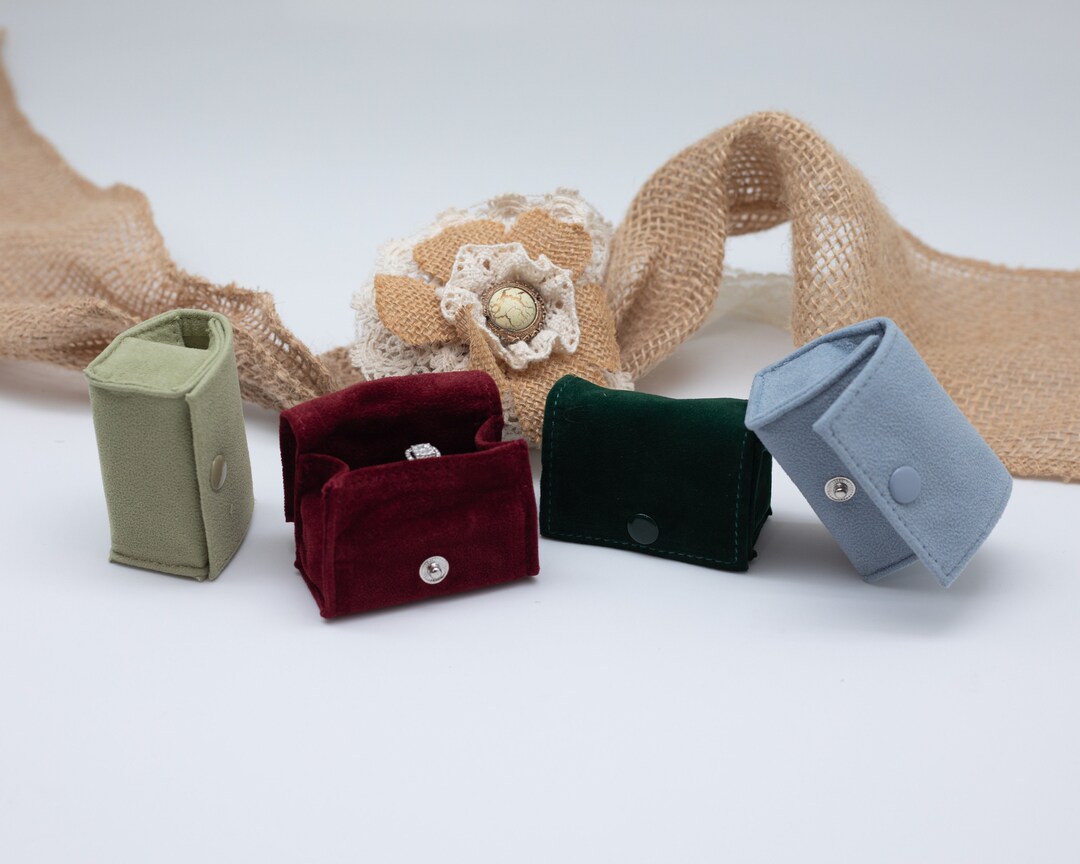 Luxury Handmade Vintage Mini Ring Box Travel Jewelry Box Single Double ...