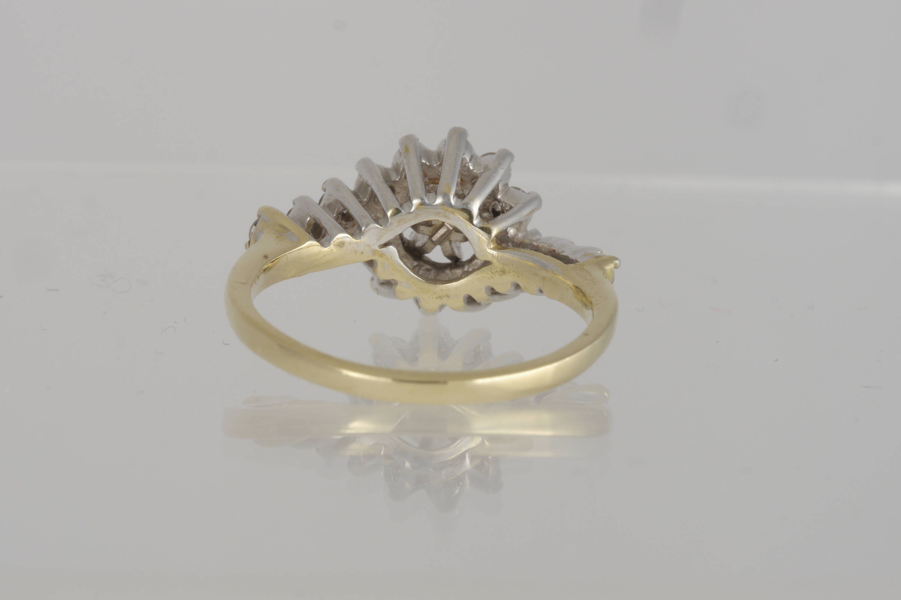 Vintage Estate 14k Yellow Gold Allusion Set Diamond Swirl Bypass ...