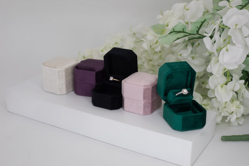 6 Colors Luxury Handmade Keepsake Velvet Ring Box Single Slot ...