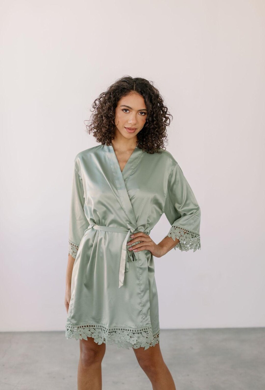 Sage Green Bridesmaid Robes, Bridesmaid Robes, Robes With Lace ...