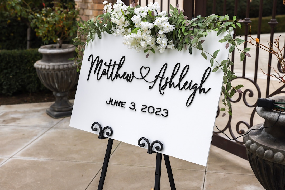 Custom Wedding Sign, Wedding Decor, Wedding Signage, White Black ...
