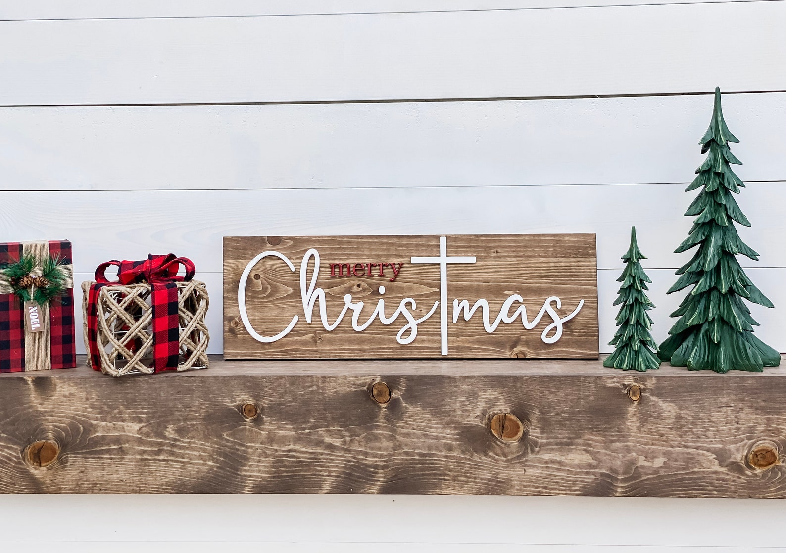 3D Merry Christmas Sign: Rustic Farmhouse Holiday Decor - Etsy