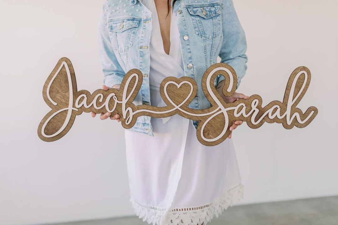 Large 3D Wood Wedding Name Sign: Personalized Cut Out Decor - Etsy