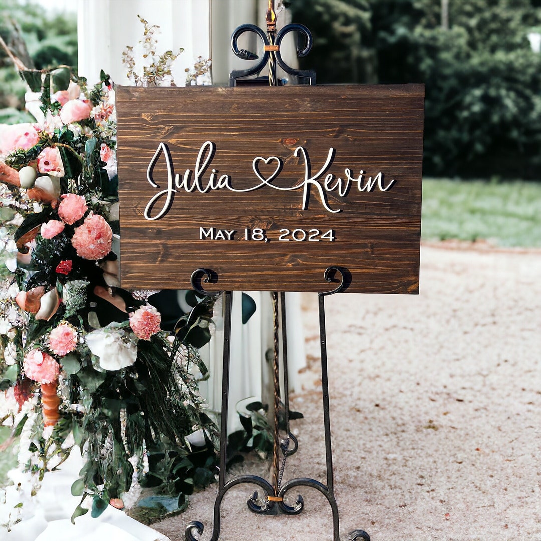 Custom Wood Wedding Welcome Sign: 3D Lettering, Newlywed Gift - Etsy
