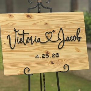 Rustic Wooden Wedding Welcome Sign | Personalized Name & Date | Custom ...