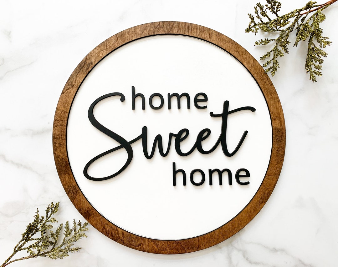 Home Sweet Home Round Sign, Home Decor, Home Sign, Wall Decor, Round ...