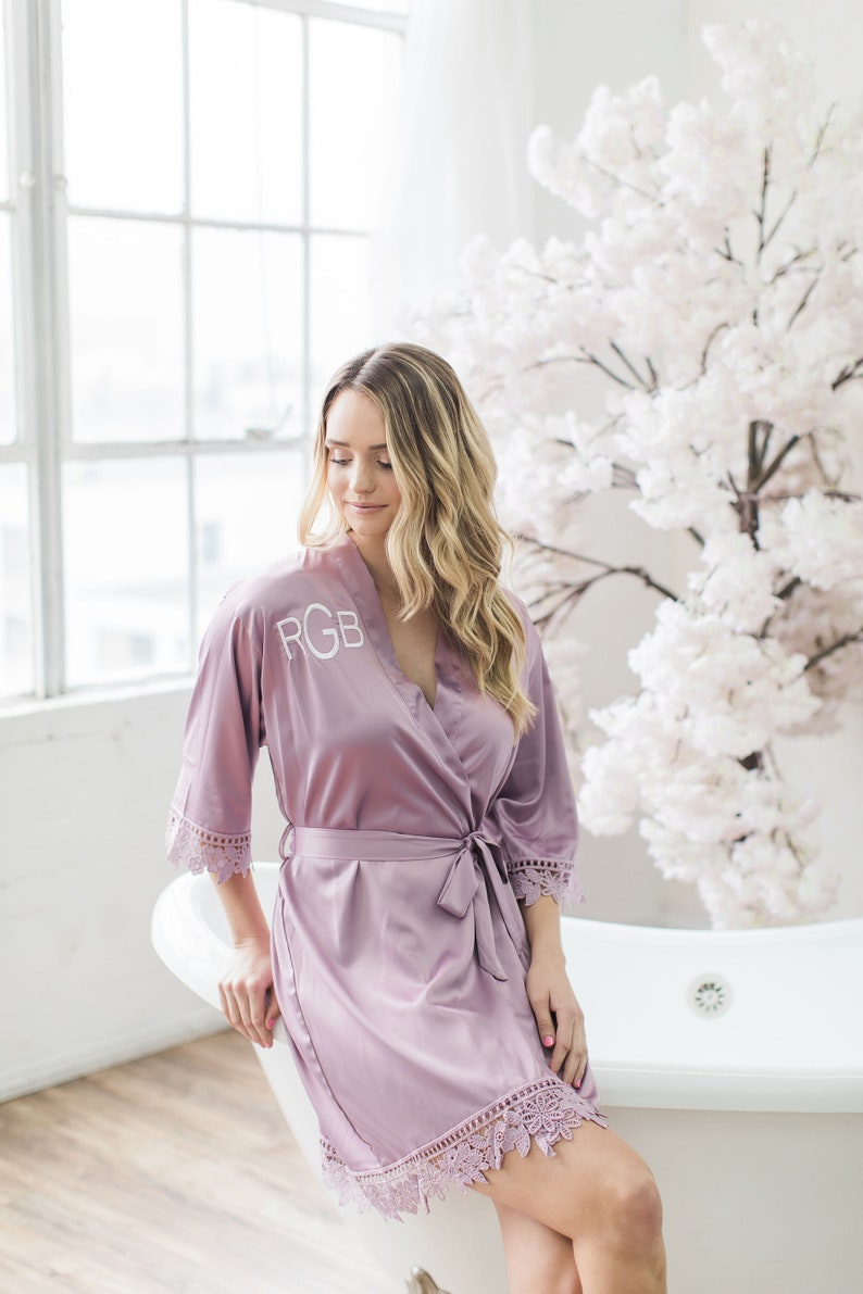 Lace Robe Bridesmaid Robes Satin Robes Lace Bridal Robe Etsy