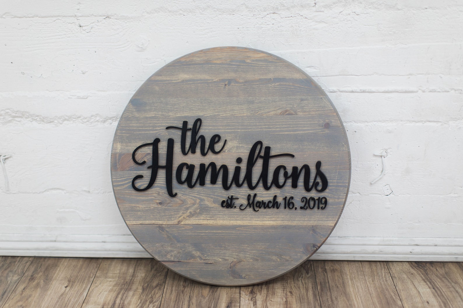 Family Name Sign, Round Name Sign, Custom Name Sign, Wedding Guestbook ...