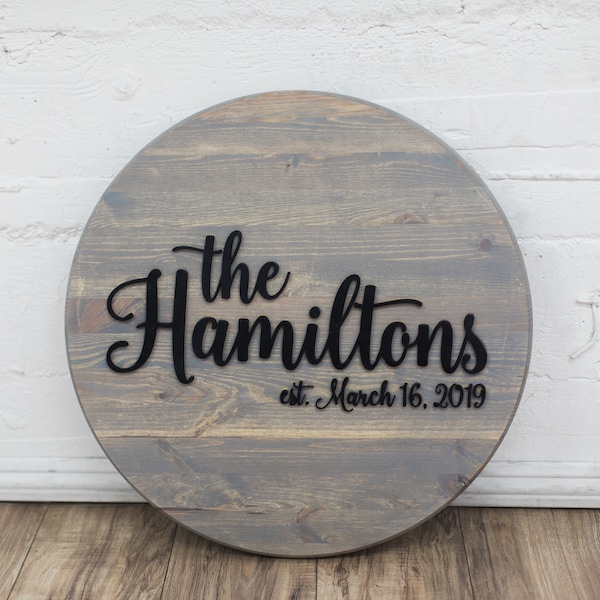 Round Family Name Sign - Etsy