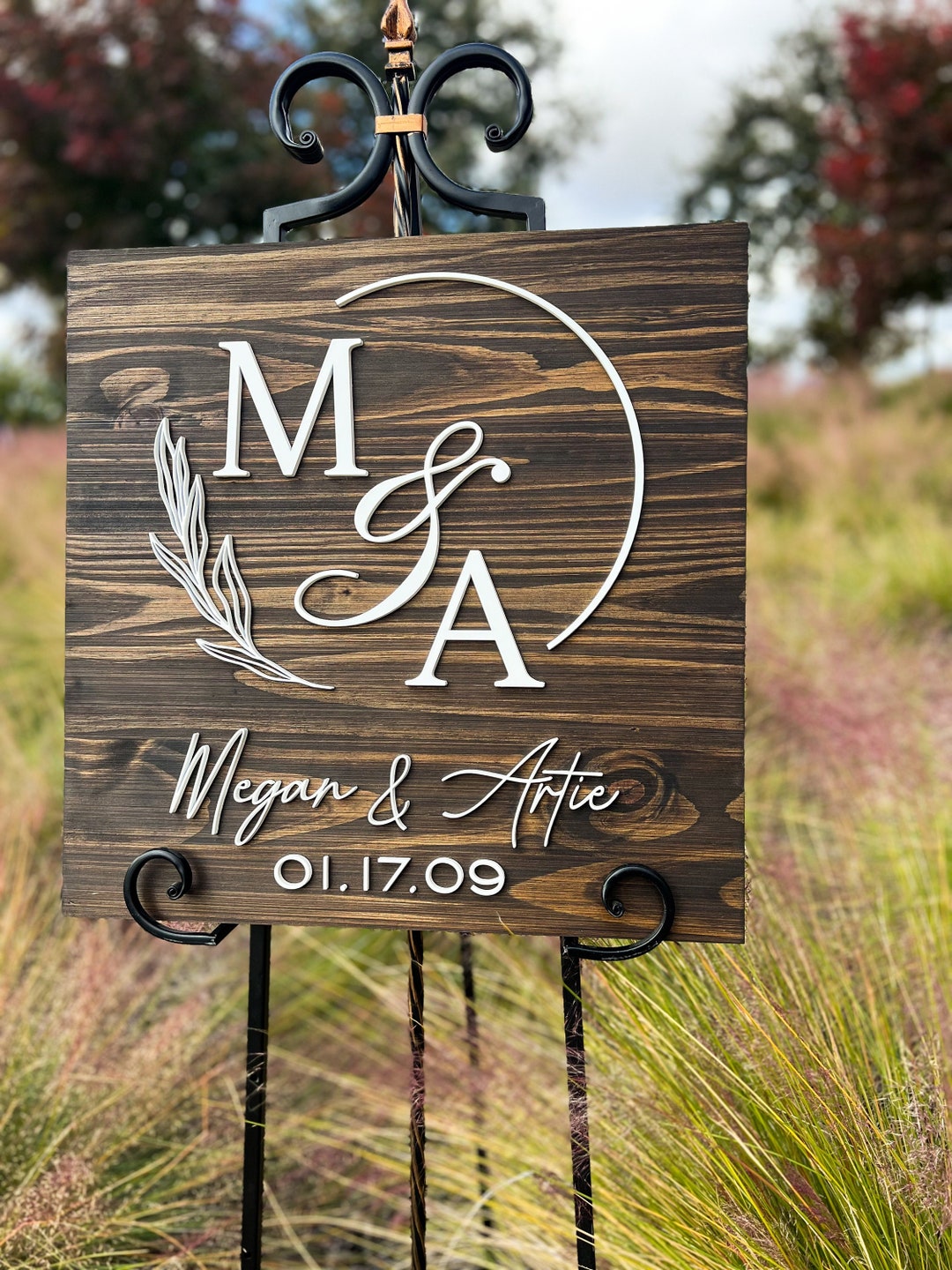 Custom 3D Wood Wedding Sign: Personalized Couple Names & Date - Etsy