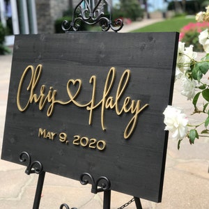 Rustic Wooden Wedding Welcome Sign | Personalized Name & Date | Custom ...