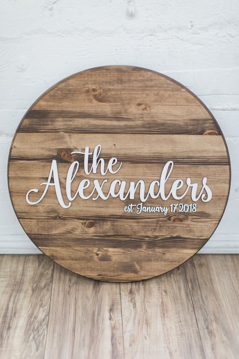 Family Name Sign Round Name Sign Custom Name Sign Wedding | Etsy