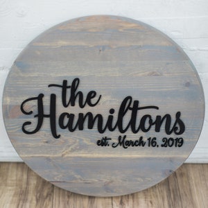 Family Name Sign, Round Name Sign, Custom Name Sign, Wedding Guestbook ...