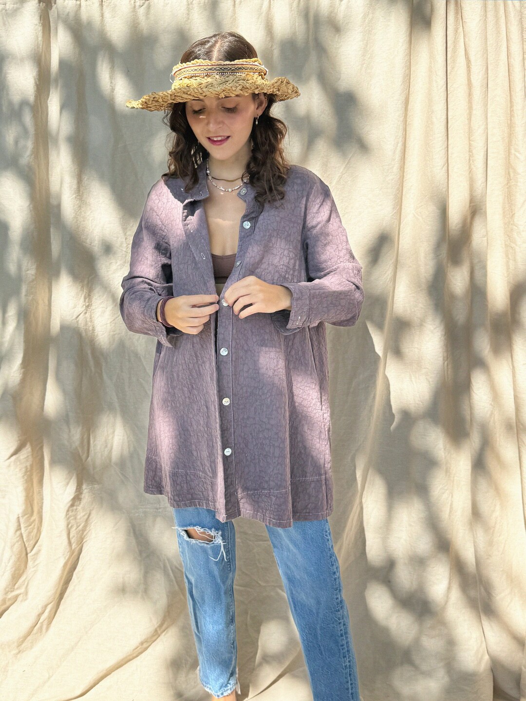 Acacia-dyed Linen Button-down - Etsy