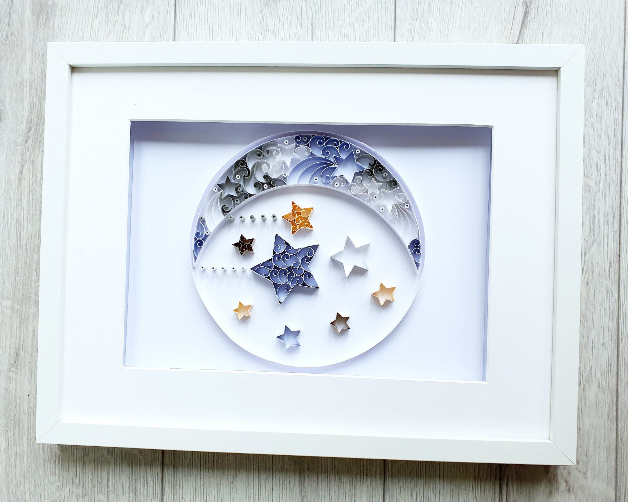 Moon and Stars Quilled Nursery Wall Art New Baby Gift - Etsy Polska