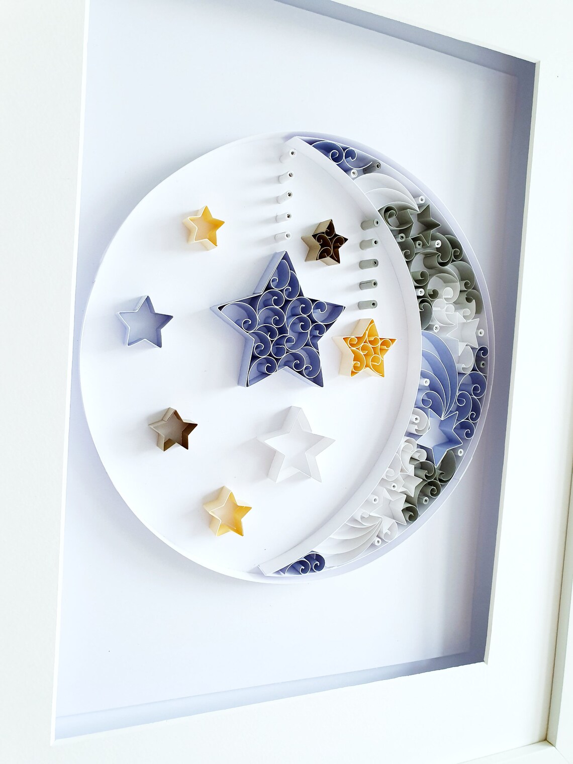 Moon and Stars Quilled Nursery Wall Art New Baby Gift - Etsy Polska