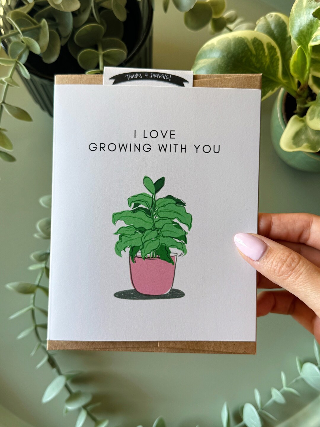 I Love Growing With You Card, Plant Lover Card, Card for Partner ...