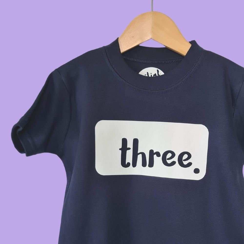 Third Birthday Age Children's Cotton Tshirt THREE 3rd - Etsy UK