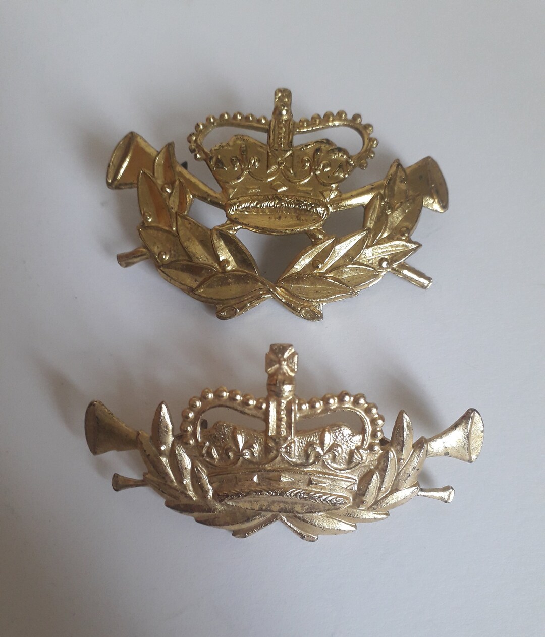 2 Royal Mail Cap Badges From 1950's to 70's. Gilt Brass With Crown ...