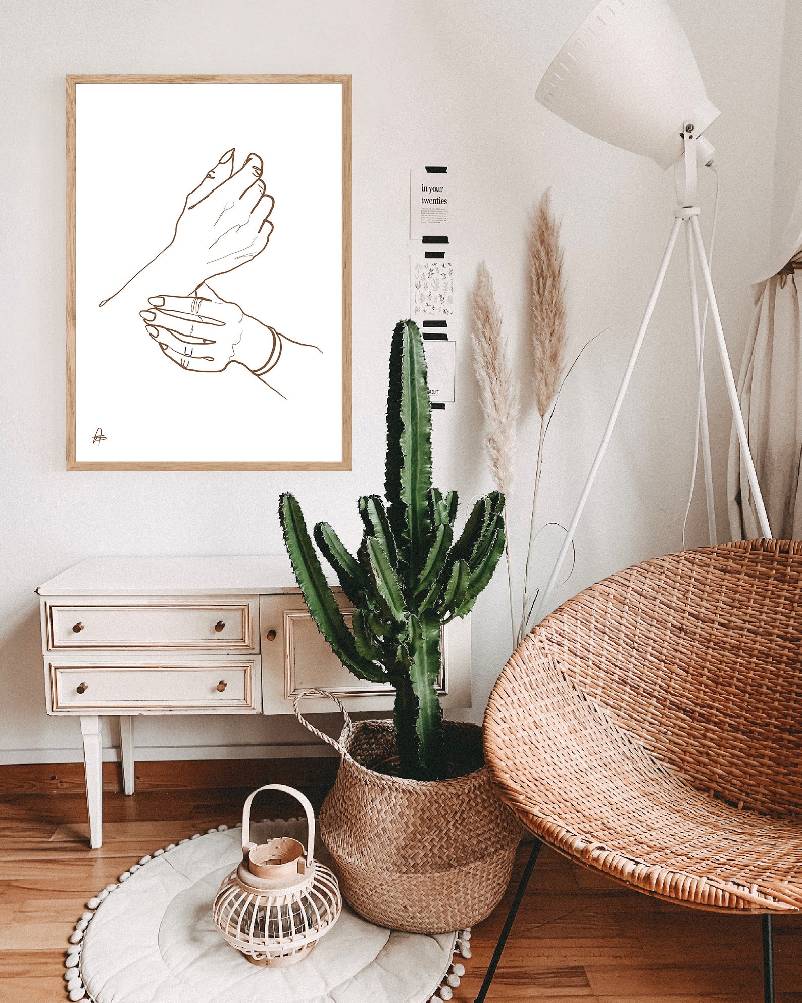 Minimalist Hand Art | Instant Download, Hand Line Art, Neutral Art, Mid ...