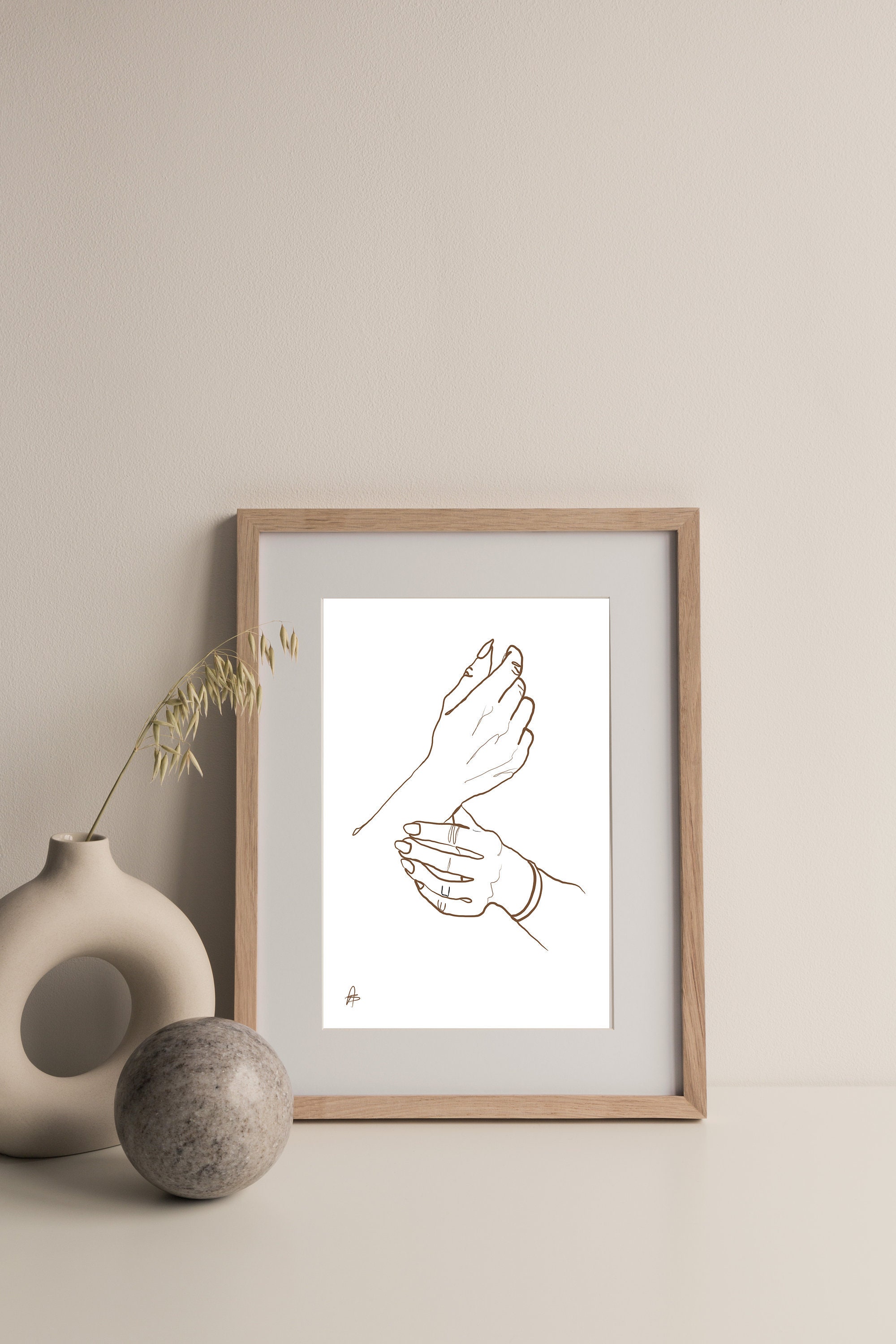 Minimalist Hand Art | Instant Download, Hand Line Art, Neutral Art, Mid ...