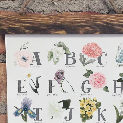Botanical Alphabet Canvas Giclee Print 8x12 // - Etsy