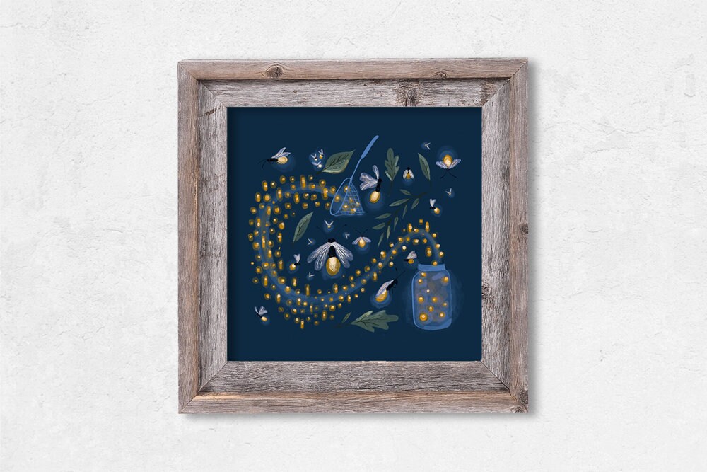 Catching Fireflies Print // Giclee // Kids Art // Insects // - Etsy