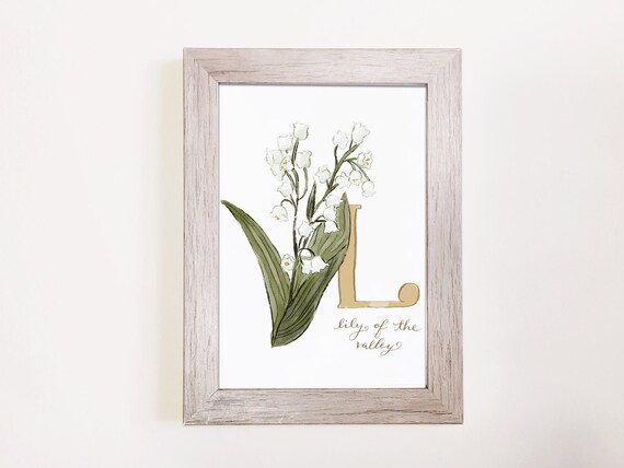 L is for Lily of the Valley Botanical Alphabet Print | Etsy