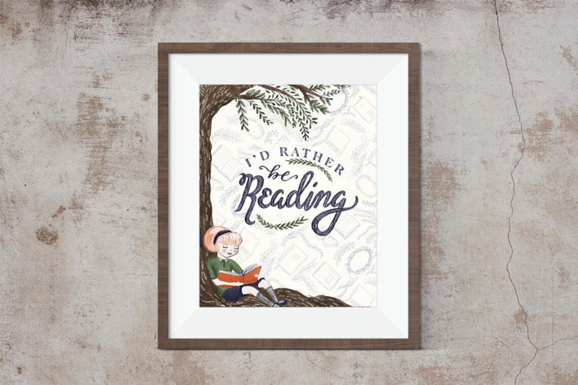 I'd Rather Be Reading Giclee Print // Children's - Etsy