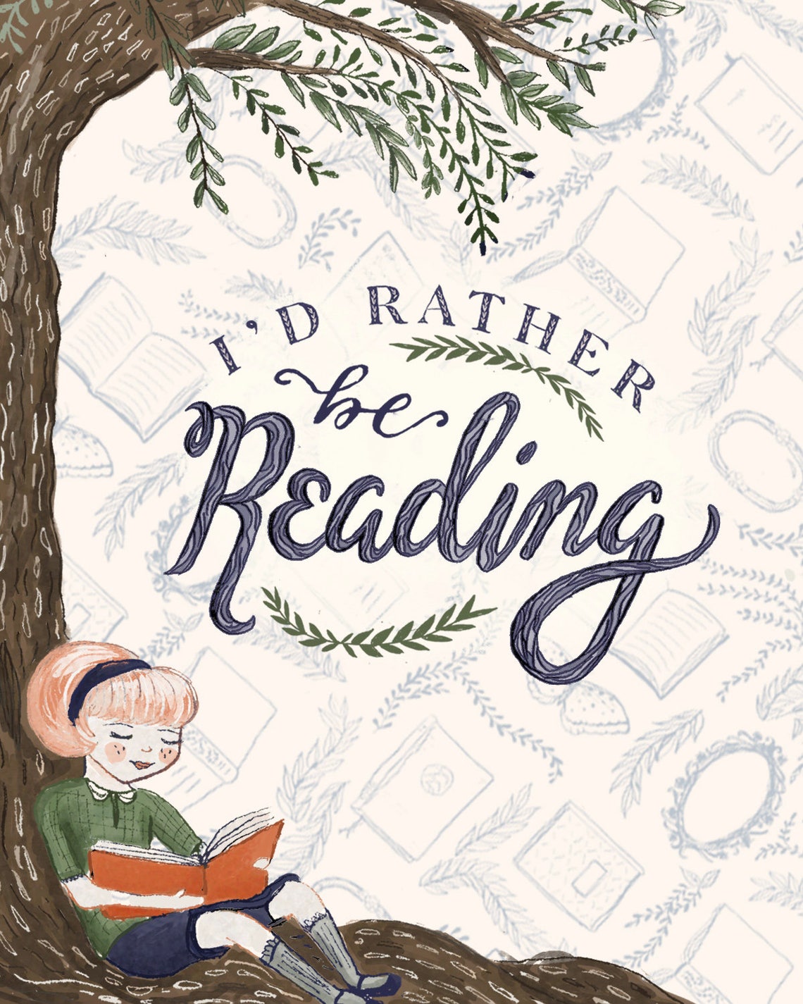 I'd Rather Be Reading Giclee Print // Children's | Etsy