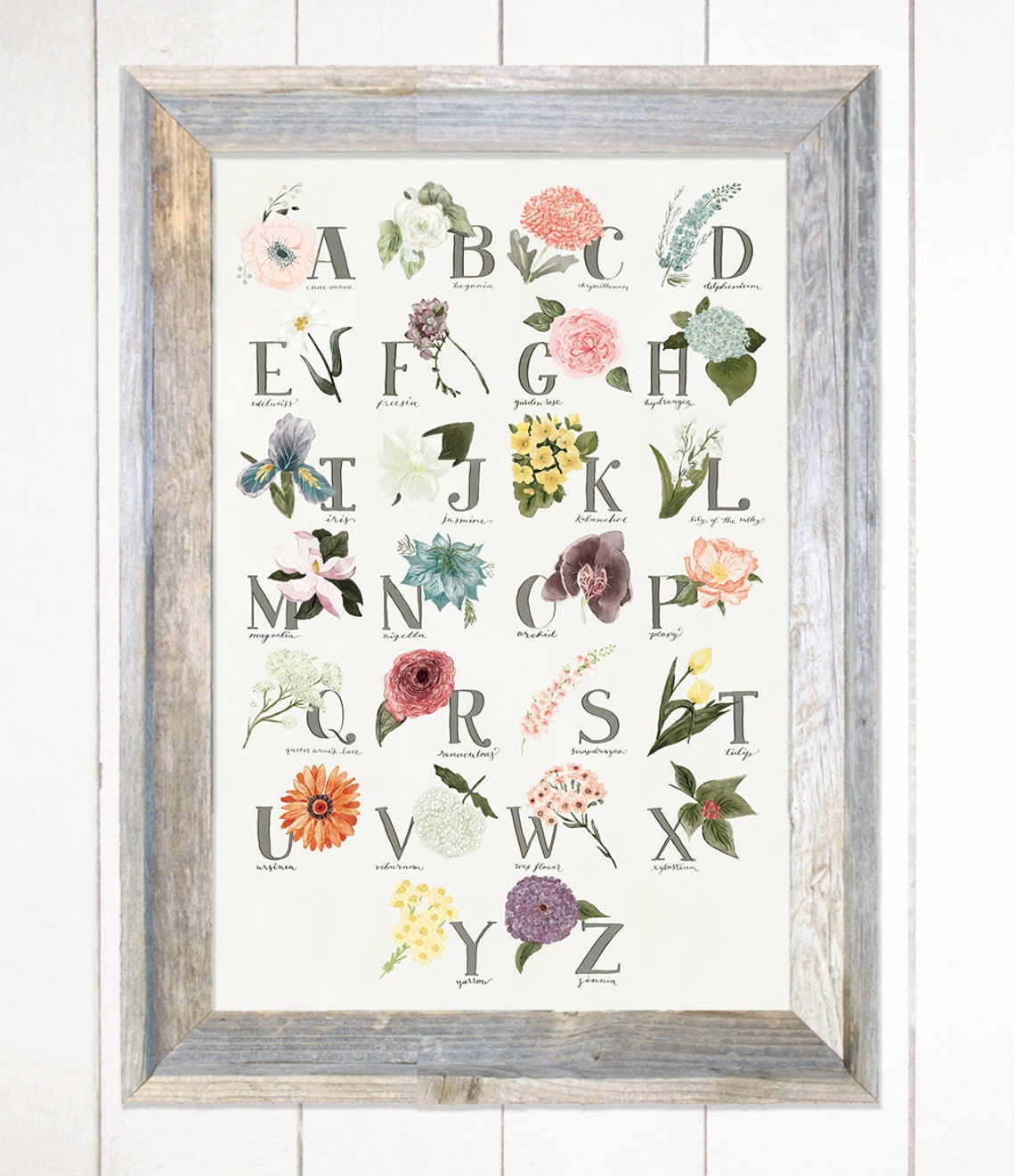 Botanical Alphabet Canvas Giclee Poster 16x24 // - Etsy