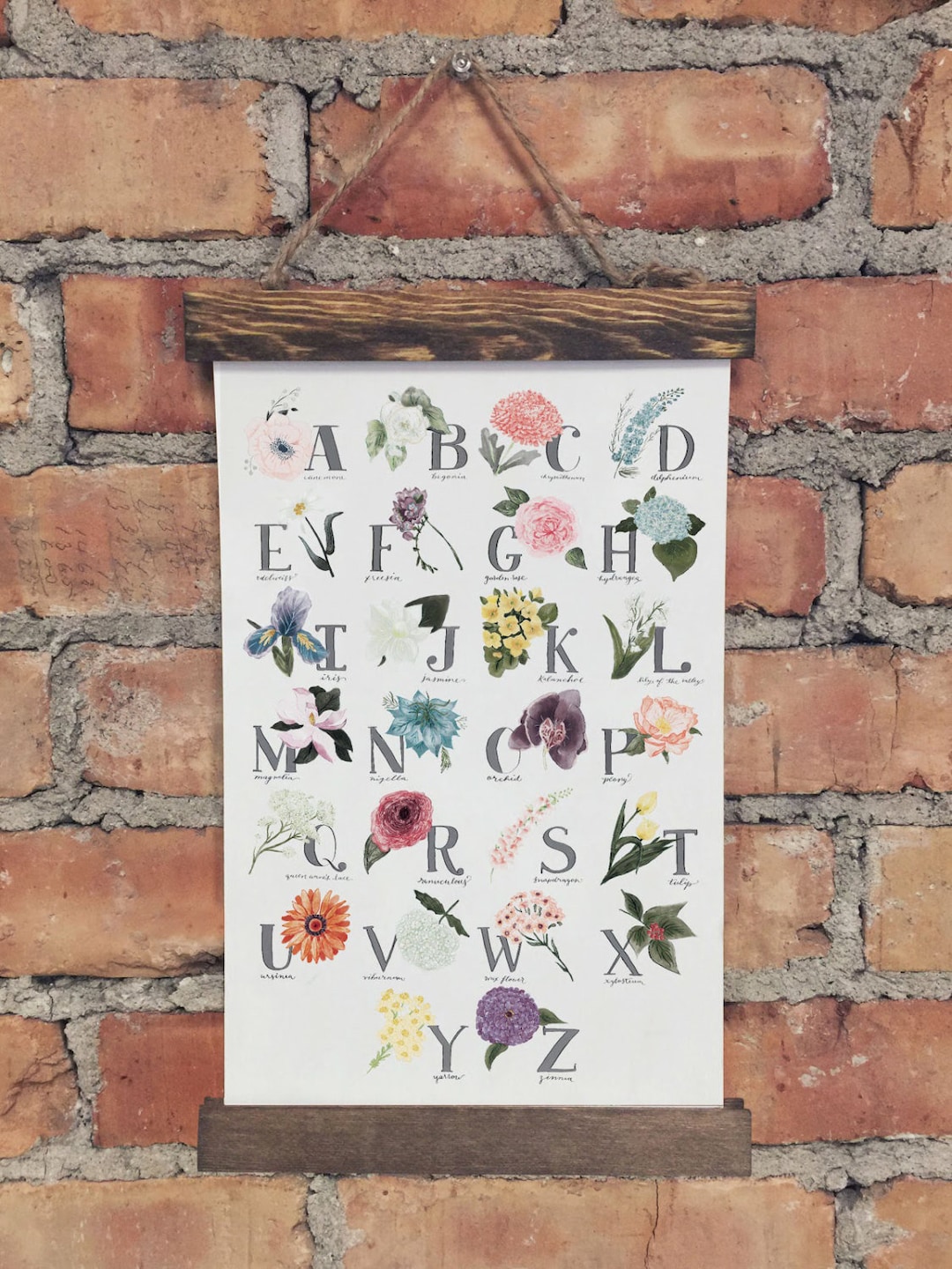 Botanical Alphabet Canvas Giclee Poster - 16"x24" // Alphabet Print ...