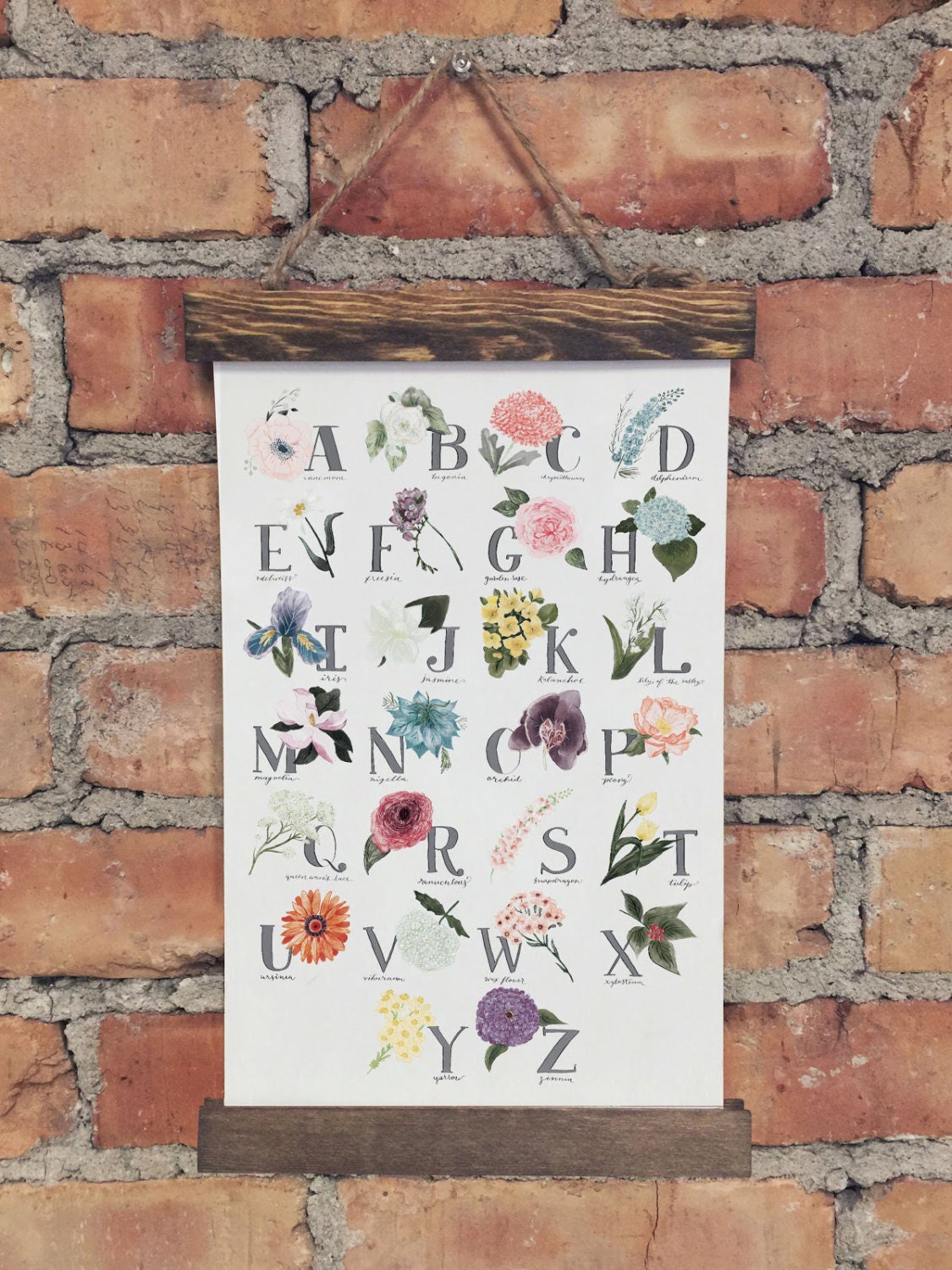 Botanical Alphabet Canvas Giclee Poster 16x24 // - Etsy