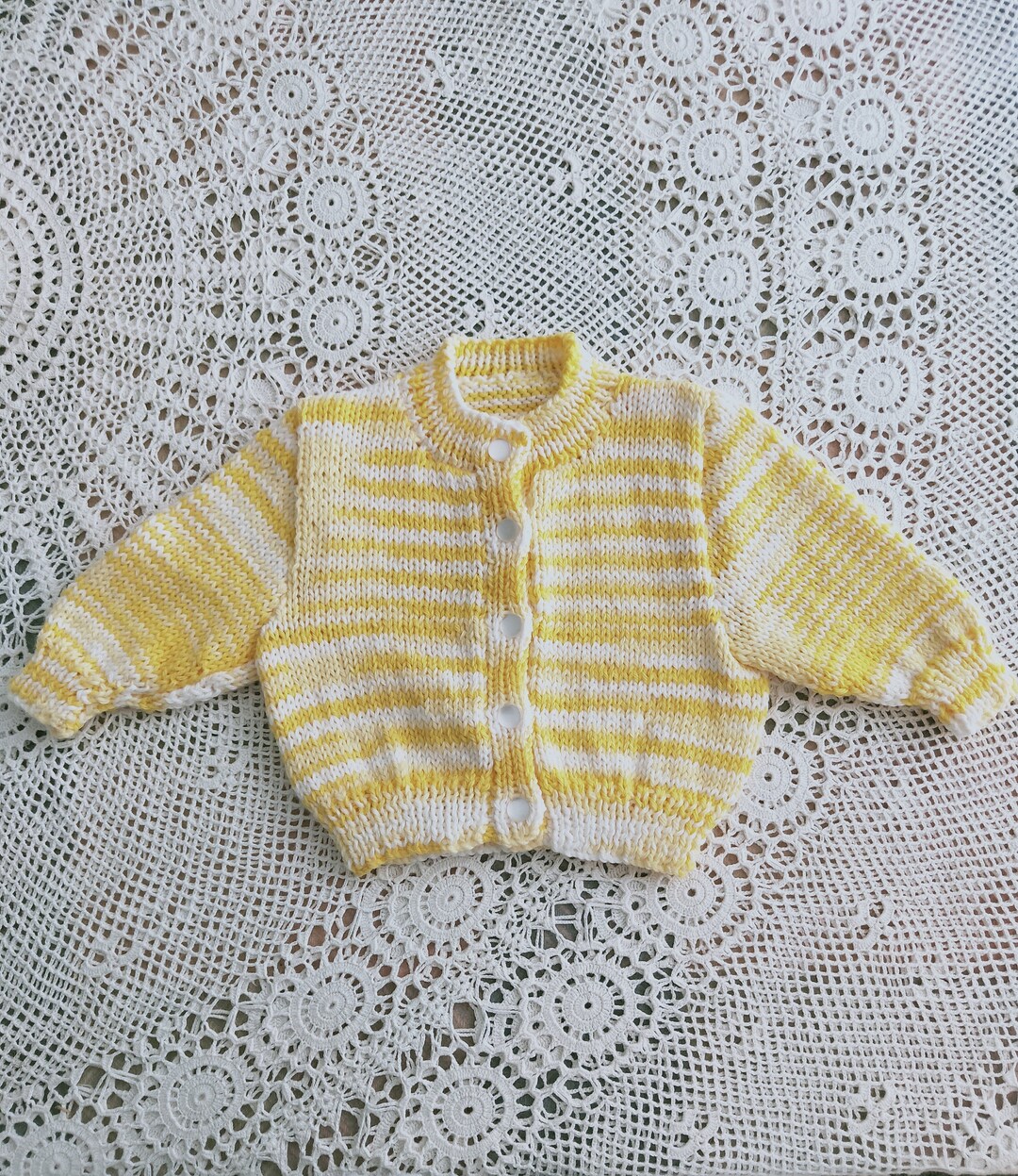 Baby Cardigan, Yellow and White Cardigan, Baby Girl Cardigan,baby Girl ...