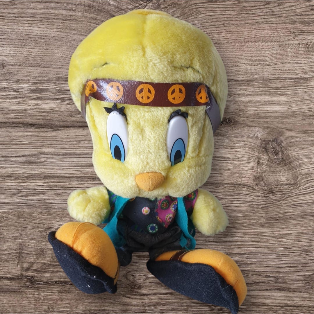 Vintage Hippy Peace and Love Tweety Plush Collectible Retro Soft Toy ...