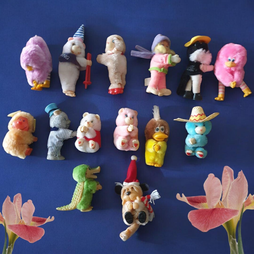 Cute Clip on Animals Pencil Grabbers Clippers Plush Vintage 70's 80's ...