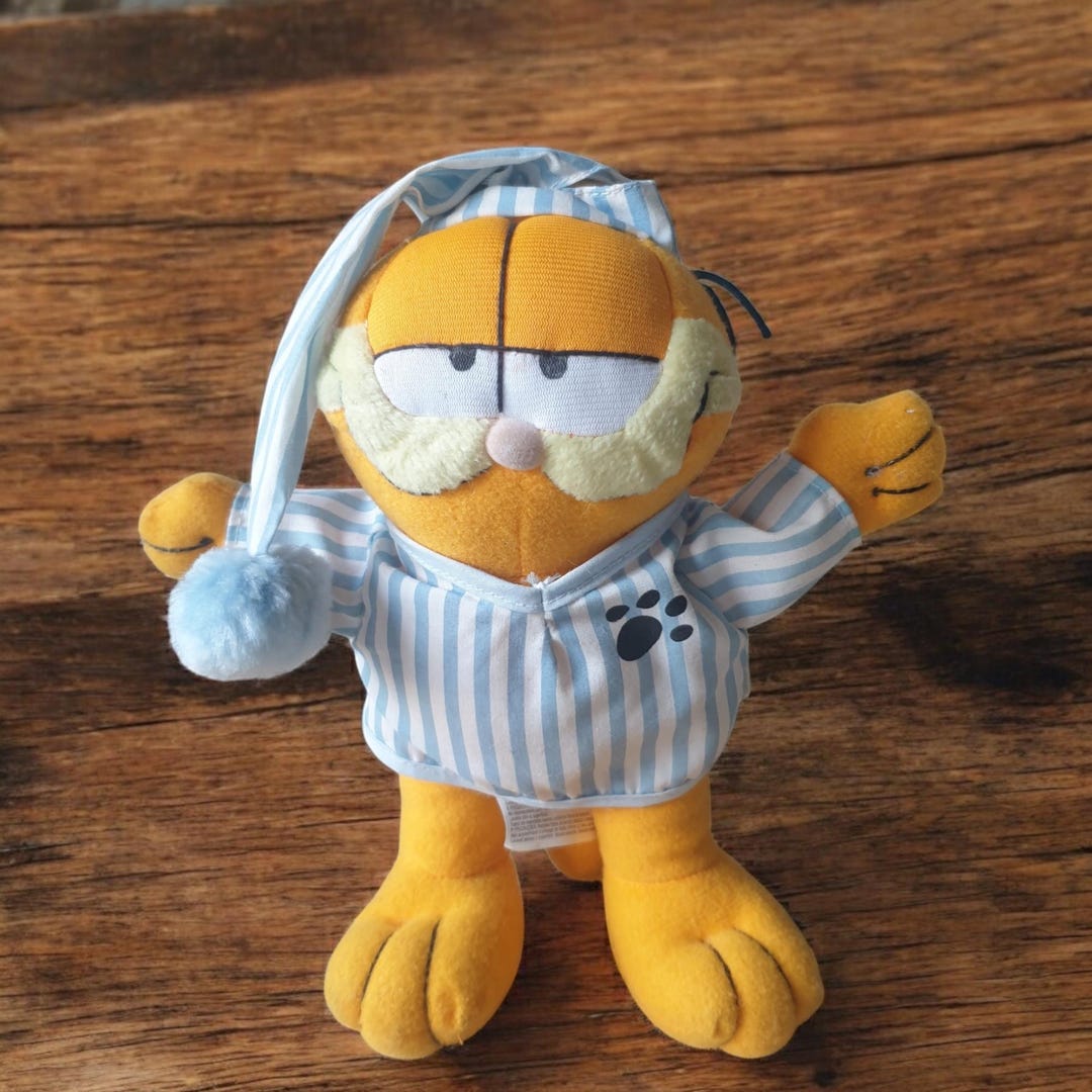 Cute Vintage Small Garfield With Striped Pajamas Plush Toy Collectible ...