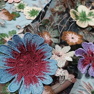 3D Floral Multicolor Embroidery Flower Haute Couture 3D Flower Dress ...