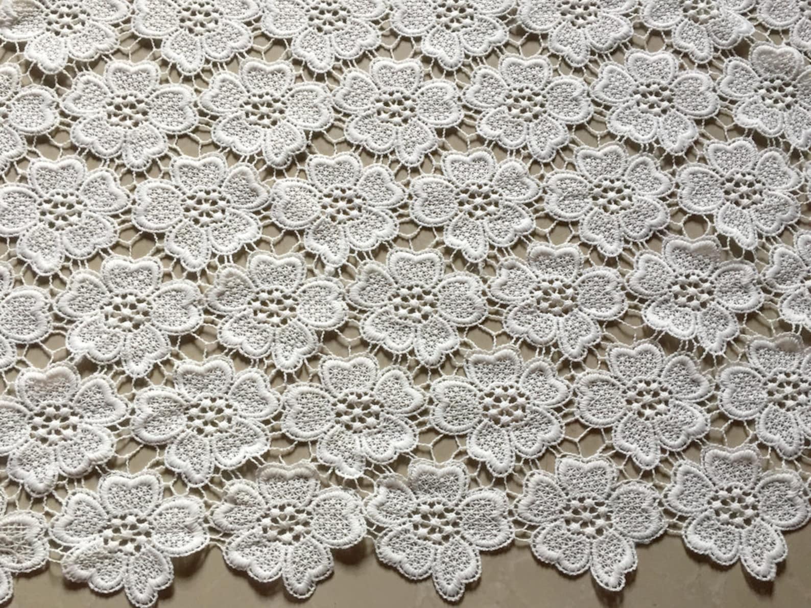 Puro tejido blanco de encaje de guipur bordados de encaje | Etsy