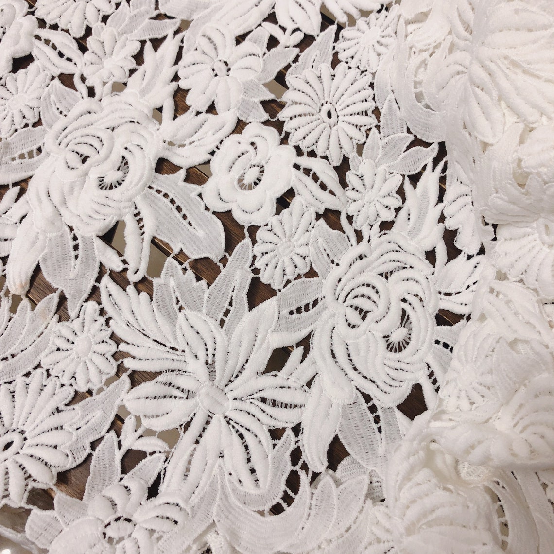 Offwhite Flowers Lace Fabricrich White Lace Fabrics - Etsy