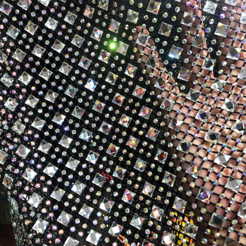 Rhinestone Fishnet Fabric - Etsy